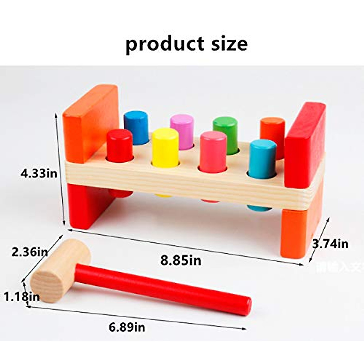 Joyshare Pounding Bench Wooden Toy with Mallet, Hammer Toys for Toddlers 2-3 4 5 Year Old