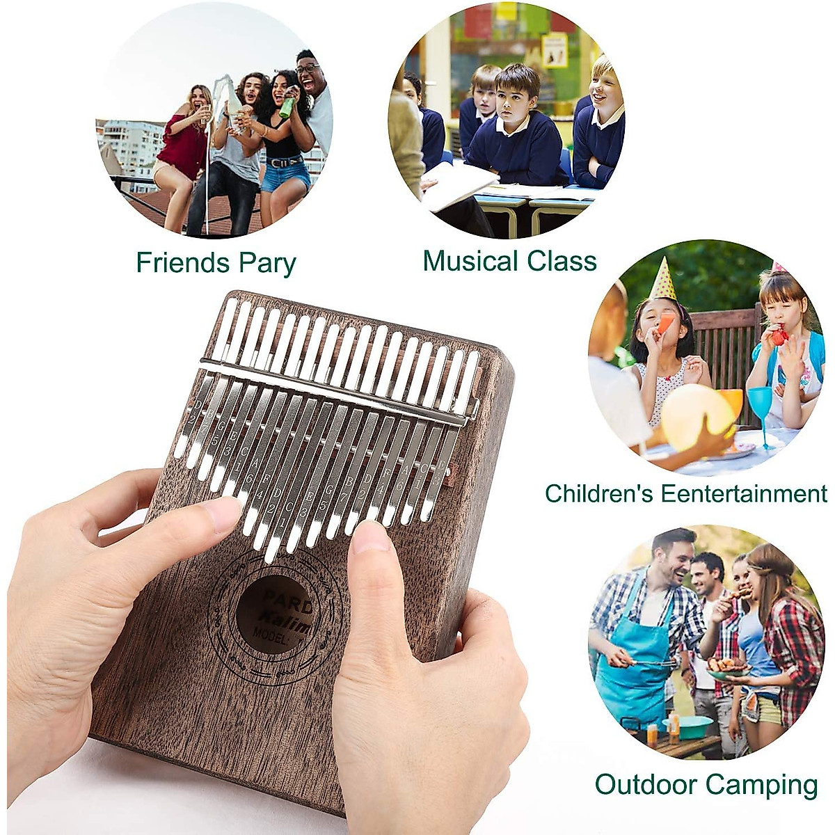 PARDUS Kalimba 17 Keys,Easy to Learn Portable Finger Piano,with Study Guide and Tune Hammer,Thumb Piano Bag,Color Stickers,Gift for Kids, Adult Beginners Professional (Wood color)