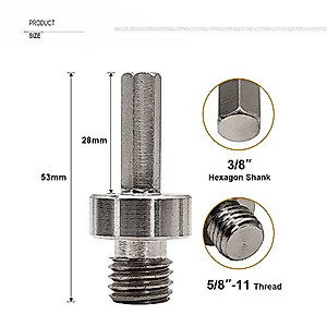 SHDIATOOL Adapter for Core Bits Conversion 5/8-Inch-11 Male to 3/8-Inch Male Hexagon Shank for Drill Machine