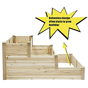 KINTNESS 3 Tier Raised Garden Bed Cedar Elevated Garden Bed Kit for Growing Vegetables Flowers Herb Box Outdoor Indoor …