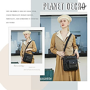 PLANET DECOR Women Large Crossbody Purse Capacity PU Shoulder Bag with Mulit-Pockets Zipper Backpack for Women (2101-black)