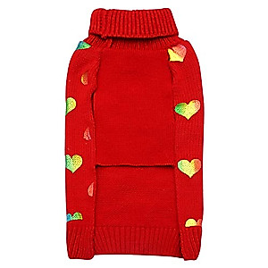 KYEESE Valentines Day Dog Sweaters Colorful Radiant Printing Love Design with Leash Hole Pet Sweater Pet Clothes,XL