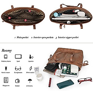 Tote Bag for Women Brown Ladies Designer Purses and Handbags Vegan Leather Top Handle Shoulder Satchel Hobo Bag with Coin Purse, 2PCS Set MWC2-087BR