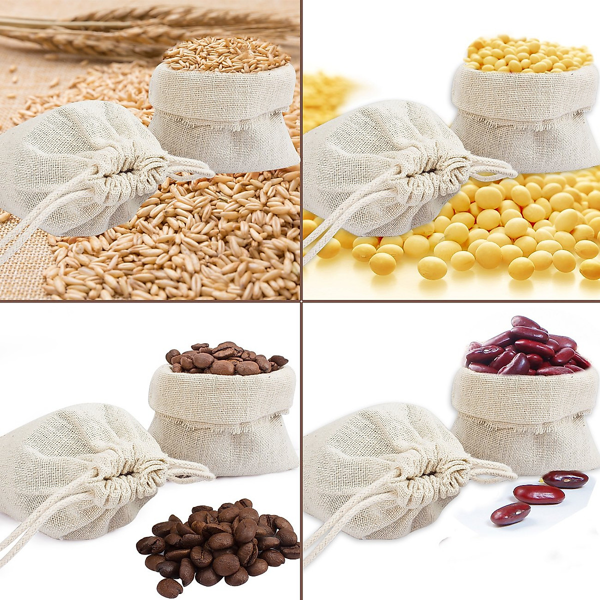 Hapdoo 24 Pack Cotton Muslin Bags with Drawstring Gift Bags Jewelry Pouches Sacks for Wedding Party and DIY Craft, 4 x 5 Inches…