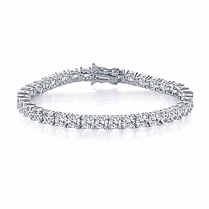 MDFUN Tennis Bracelet for Women and Men 3mm Cubic Zirconia 18K White Gold Plated Size 7.5 inches