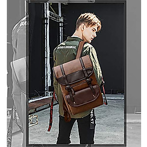 FANDARE Unisex Backpack Waterproof PU Daypack Boy Girl Daily Packs School Bag for 14 inch Laptop Teens Lightweight College Bag Women Men Knapsack Outdoor Travel Camping Hiking Rucksack Khaki