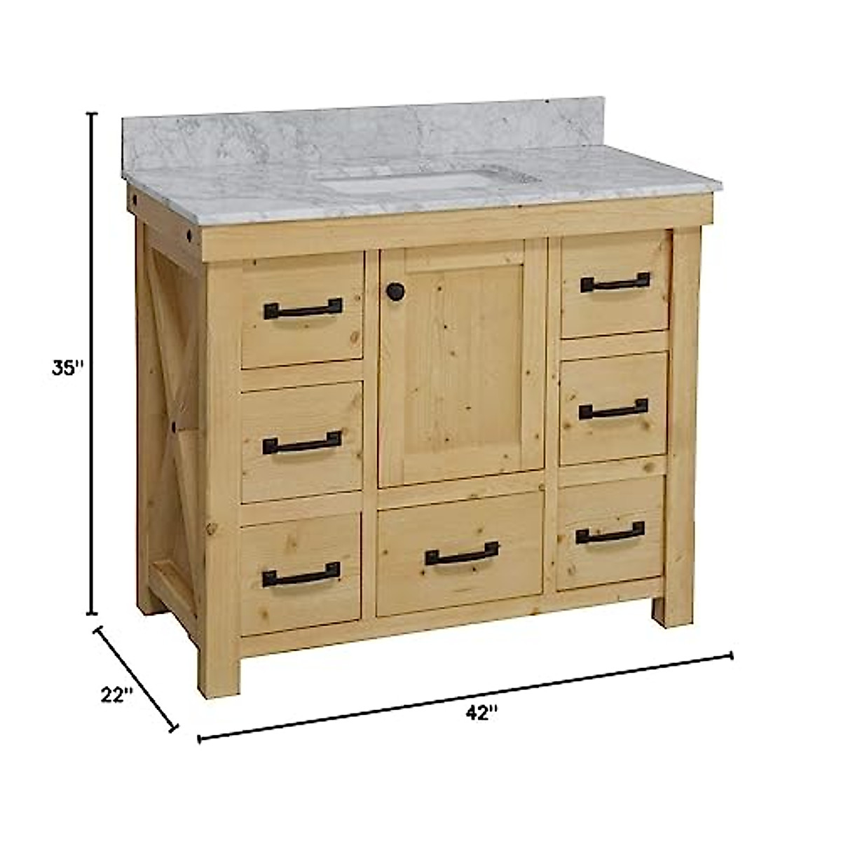 Tuscany 42-inch Bathroom Vanity (Carrara/Driftwood): Includes Driftwood Cabinet with Authentic Italian Carrara Marble Countertop and White Ceramic Sink