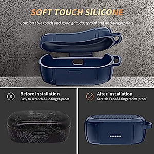 WQNIDE Case for Bose QuietComfort Earbuds 2020, Soft Silicone Cover Protective Skin Sleeve Scratch Shock Resistant with Carabiner (Blue)