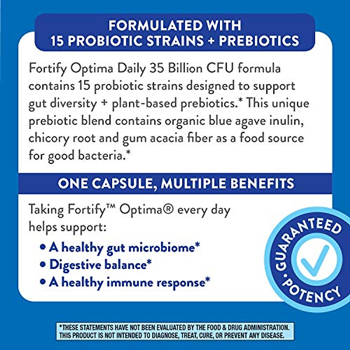 Nature’s Way Fortify Optima Daily Probiotic, 35 Billion CFU, 15 Strains, Prebiotic, 30 Capsules (Pack of 2)