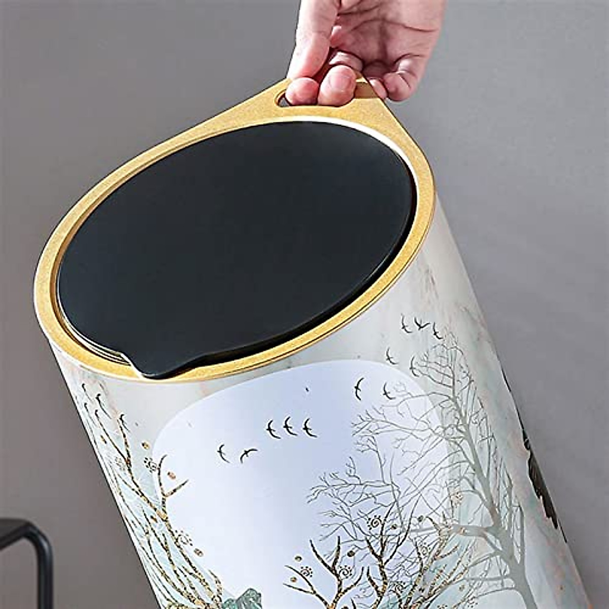 KIZQYN Garbage Can 8L Exquisite and Durable Foot-Operated Trash Can Retro Style Home Living Room Bedroom Stainless Steel Garbage Can Kitchen Bin (Color : E)