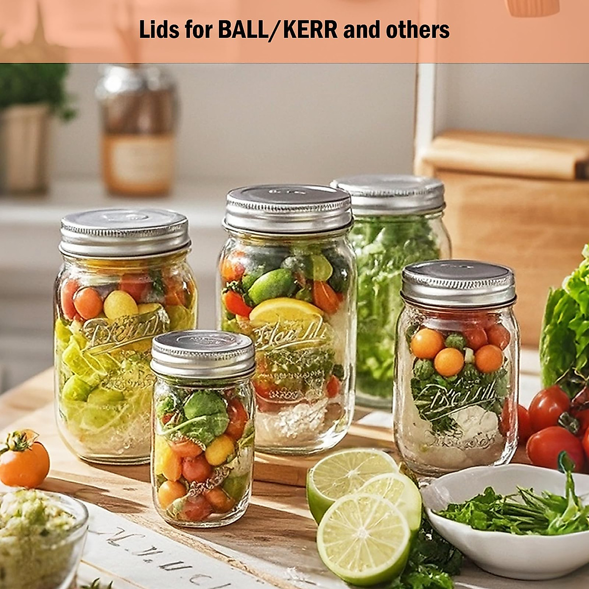 12 Pcs Antirust Regular Mouth Mason Jar Lids with Rings for Vacuum Sealer, Ball, Kerr Jars Canning Lids with Rings, Set of 6