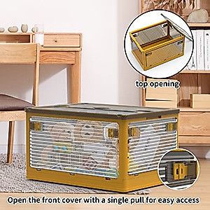 Plastic Storage Bins with Lids for Organizing, 90.54 QT * 3, Sterilite Storage Bins with Lids, Clear Storage Bins with Lids & Wheels, Stackable Storage Bins, Folding Storage Boxes Set 3 Pack