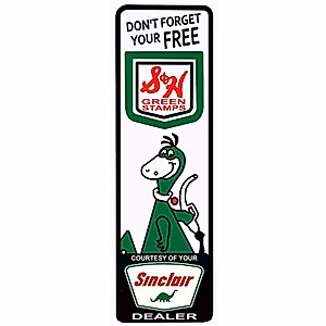 SIGNCHAT Vintage Antique Style Metal Sign Dino Sinclair Green Stamps Street Sign 40X10 cm