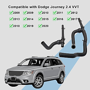 GXARTS New Upgraded Rubber Material Heater Hose assembly With Tee For Supply-Return Compatible with Dodge Journey 2.4VVT 2008-2020 Replaces 05058437A 5058437AK 05058437AD 05058437AI