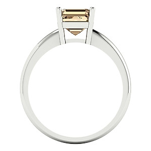 Clara Pucci 1.50 ct Asscher Cut Solitaire Yellow Moissanite Ideal Engagement Bridal Promise Anniversary Designer Ring 18K White Gold 3.5