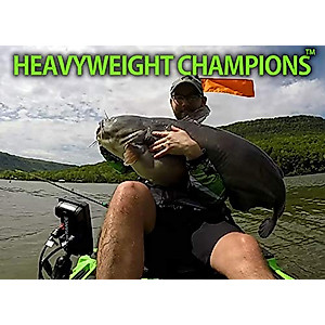 Heavyweight Champions Catfish Baitcaster Reel – Round with Loud Bait Clicker, Steel Bearings, Carbon Disc Drag, Thickened Metal for Big Cat Fish + Power Handle + Neoprene Cover (Right-Side Retrieve)