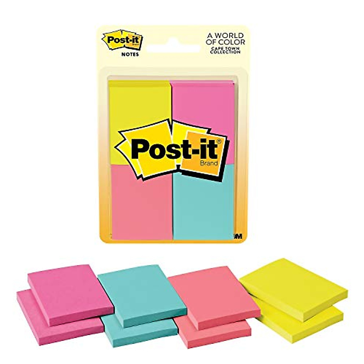 Post-it Mini Notes, 1.5 in x 2 in, 8 Pads, America's #1 Favorite Sticky Notes, Jaipur Collection, Bold Colors (Green, Yellow, Orange, Purple, Blue), Clean Removal, Recyclable (653-AU)
