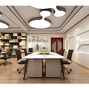 2xhome Black Modern Ergonomic Executive Mid Back PU Leather No Arms Rest Tilt Adjustable Height Wheels Cushion Lumbar Support Swivel Office Chair Conference Room Home Task Desk Armless