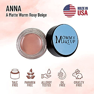 Mommy Makeup Any Wear Creme in Anna (a matte warm rosy beige) - The ultimate multi-tasking cosmetic - Smudge-proof Eye Shadow, Cheek Color, and Lip Color all-in-one [Anna]