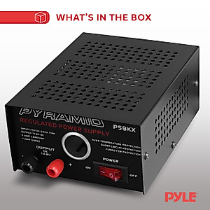 Pyramid PS9KX Universal Compact Bench Power Supply-5 Amp Linear Regulated Home Lab Benchtop Converter w/ 13.8 Volt DC 115V AC 70 Watt Input, Screw Type Terminal, 12V Car Cigarette Lighter