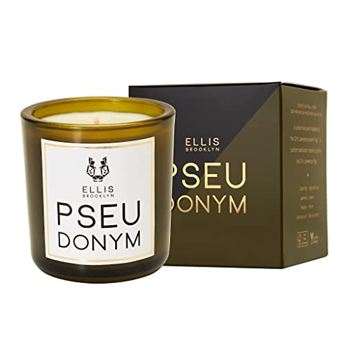 Ellis Brooklyn Pseudonym Terrific Scented Candle | Vegan Soy Wax Luxury Scented Candle, Hand Poured in The USA, 50-60 Hour Slow Burn Time, Recycled 6.5 oz Jar with Gift Box