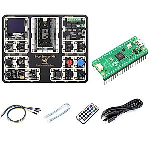 for Raspberry Pi Pico Entry-Level Sensor All-in-one Design Kit Including Pico Expansion Board and 15 Common Modules Such as LED, Button, Buzzer, etc. @XYGStudy (RPi-Pico-Sensor-Kit-B)