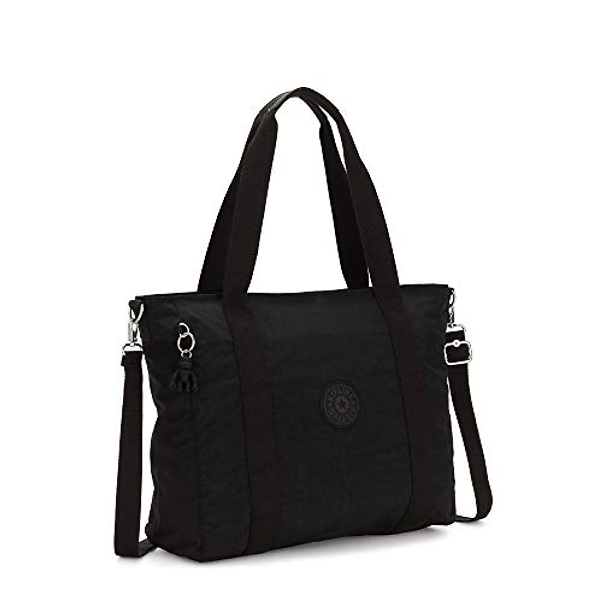 Kipling Women's Asseni Tote, Lightweight Everyday Purse, Nylon Shoulder Bag, Black Noir