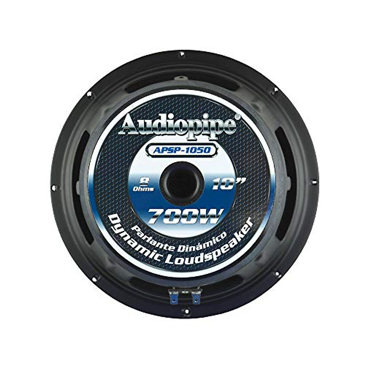 Audiopipe APSP-1050 10 Inch 700 Watt MAX, 350 Watts RMS, and 8 Ohm Dynamic Mid Range Car Audio Loudspeaker with 2.5 Inch Kapton Voice Coil, Black