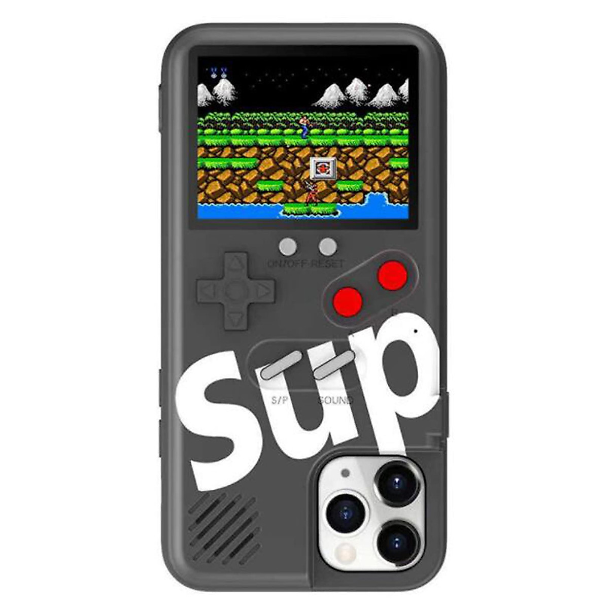 WODETIA Compatible with iPhone 13 / 13Pro / 13 Pro Max Game Console Case Retro Gameboy Case Color Screen Game Phone Case,Black,13pro max