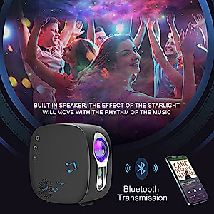 Star Projector,Bluetooth Speaker Remote Control Moon Nebula Galaxy Night Light Projector Ceiling Projector for Bedroom/Home/Theater/Party/Game Rooms/Camping and Night Light Ambience (Kids,Adult)