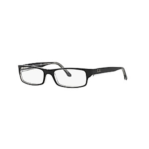 Ray-Ban RX5114 Rectangular Prescription Eyeglass Frames, Black On Transparent/Demo Lens, 54 mm