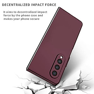 EAXER for Samsung Galaxy Z Fold 3 5G Case, Z Fold 3 Silicone Case, Slim Folding Rugged Heavy Duty, Skin Feel, Shockproof Case Cover (Wine red)