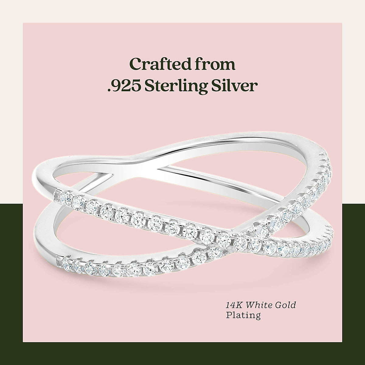 KEZEF 14K Gold Plated Criss Cross Ring Cubic Zirconia Infinity X Ring for Women