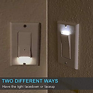 4 Pack Illuminated Light Switch, Decora Paddle Rocker Light Switch with LED Night Light, Automatic On/Off Sensor, Single Pole, 15Amp 120/277Volt, White