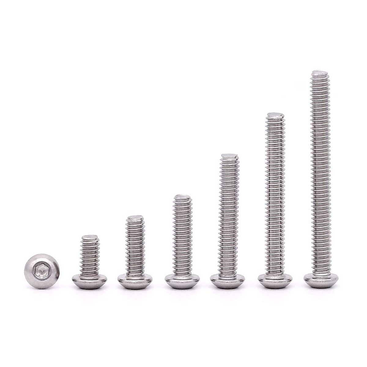 RoyceMart 5/16-18 x 5/8" (25 Pack) Hex Socket Button Head Cap Screws Bolts, Allen Socket Drive, 304 Stainless Steel 18-8, Bright Finish, Full Machine UNC Threads