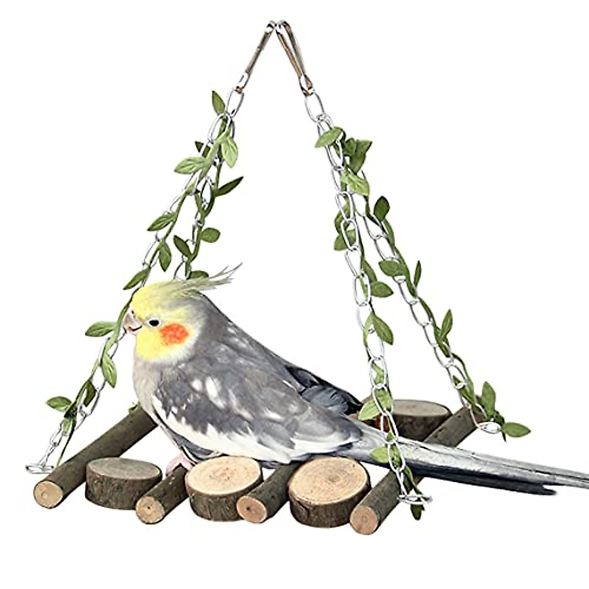 kathson Wood Bird Swing Toys Natural Parrot Perch Wooden Stand Platform Parakeet Paw Grinding Stick Cage Accessories Exercise Toy for Cockatiels Budgies Lovebirds Conures