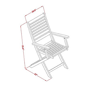 East West Furniture SEBS3CANA Selma 3 Piece Patio Bistro Outdoor Set Contains a Square Acacia Wood Coffee Table and 2 Folding Arm Chairs, 26x26 Inch, Natural Oil