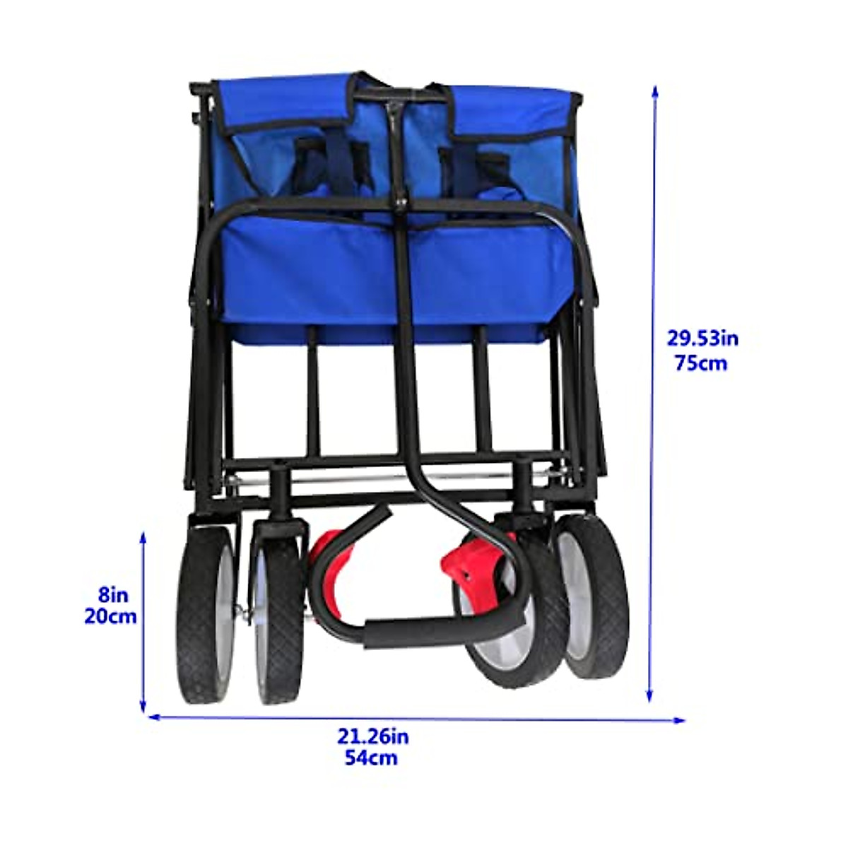 Wagon Cart with Wheels Foldable,Utility Garden Cart,Utility Collapsible Folding Wagon with Heavy-Duty Steel Frame,Camping Folding Wagon,Trolley Cart for Garden,Outdoor Travel (Blue)
