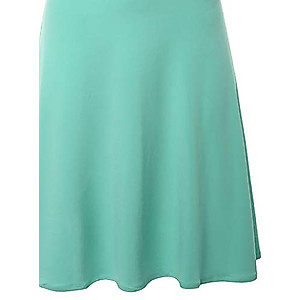 Solid A-Line Fold Over Waist Band Flared Midi Skirt Blue Grey L