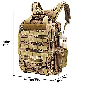 WolfWarriorX Lightweight Business Durable Computer Notebook Backpack MOLLE System Multi-function Military Tactical Water Resistant Laptop Backpacks for Men, Women (Multicam)