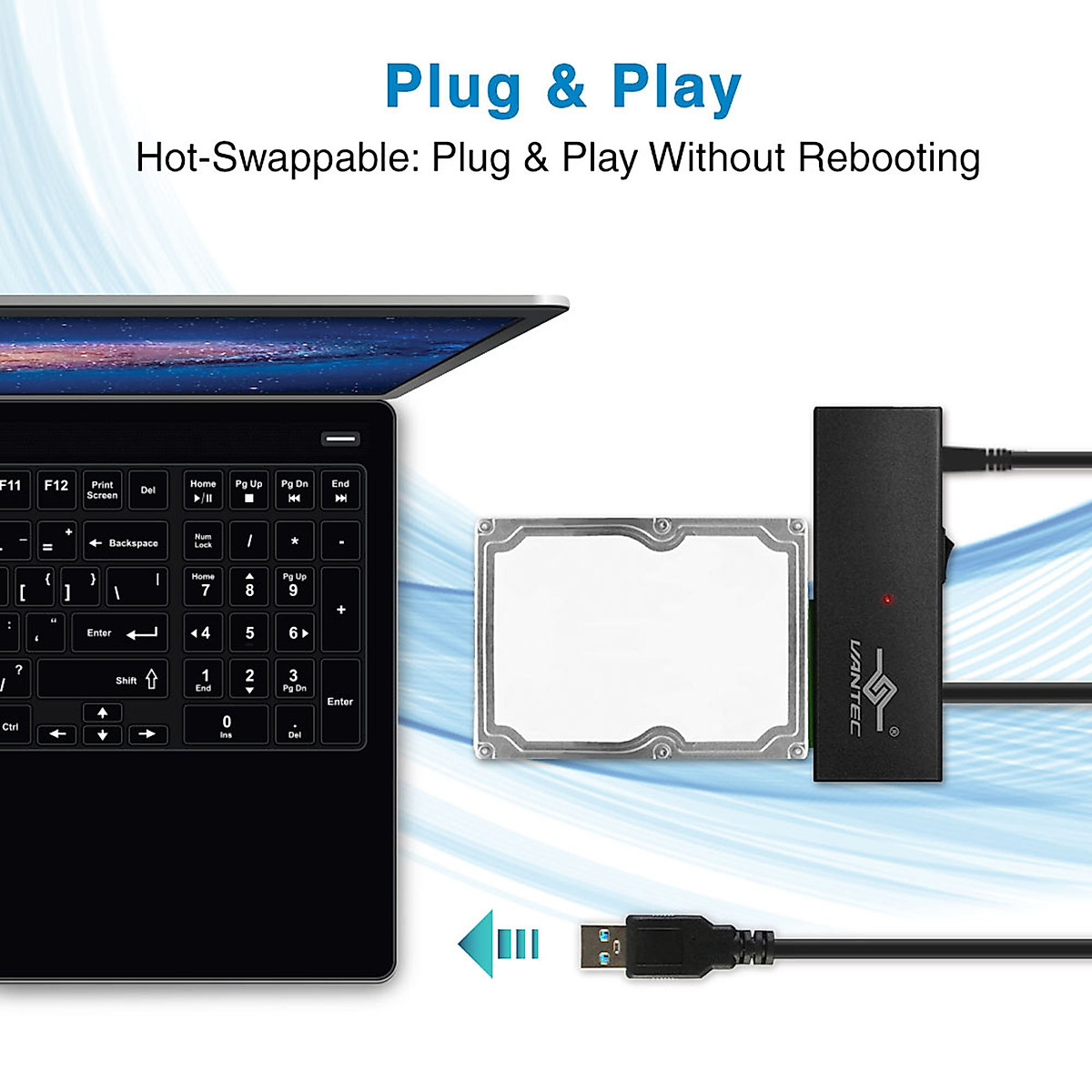 Vantec CB-ST00U3 NexStar USB 3.0 to SATA 6Gbps Optical/Storage Adapter, Black