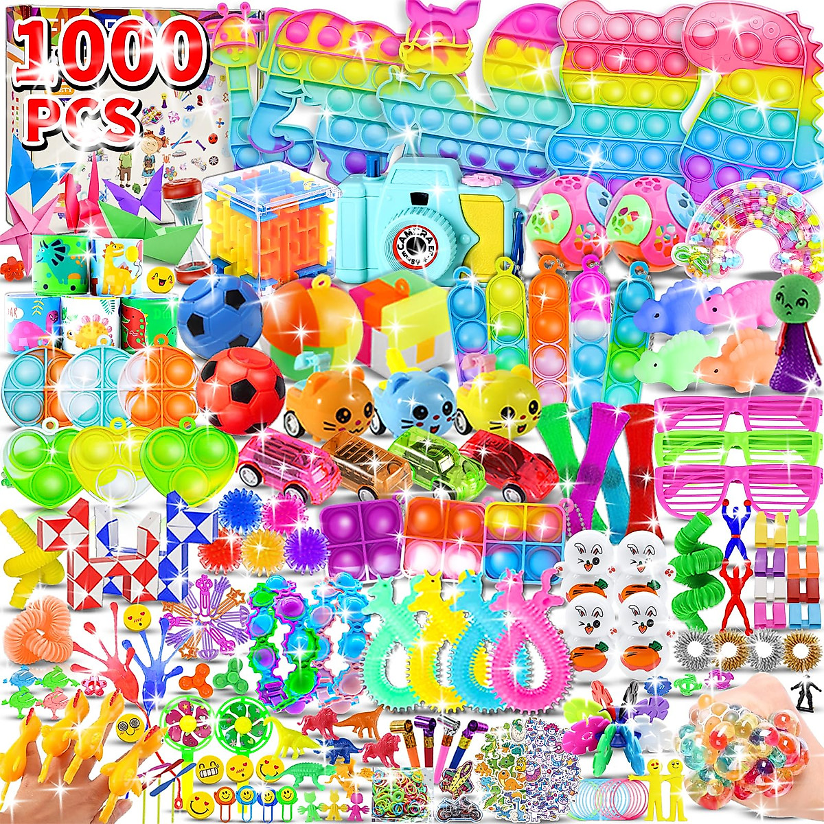 200 pcs Party Favors for Kids, Fidget Toys Pack, Stocking Stuffers, Easter Basket Stuffers, Birthday Gift Toys, Prize Box Toys, Treasure Box Birthday Party, Goodie Bag Stuffers, Carnival Prizes, Pinata Filler Stuffers Toys for Classroom, Assortment Party