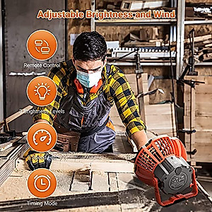 qyuhe Rechargeable Camping Fan Portable Desk Fan with Light, 25 Hours Office Personal Fan with Remote Control, 7800 mAh Power Bank, USB Mini Fan for Tents Bedroom Office Table Car Outdoor