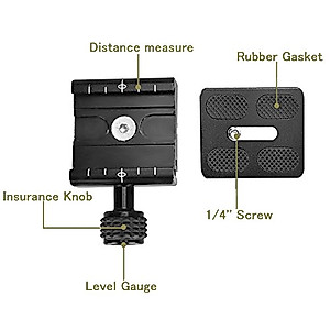 UTEBIT 50mm Arca Swiss Quick Release Plate Aluminum QR Clamp Adapter Set with 3/8"&1/4" Screw Hole and Built-in Bubble Level Compatible with Manfrotto DSLR Camera Tripod Ball Head Monopod