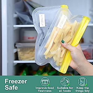 21 Pack Reusable Storage Bags BPA Free, Leak-proof Freezer Bags (7 Reusable Gallon Bags + 7 Reusable Sandwich Bags + 7 Reusable Snack Bags) Lunch Bags Washable Eco-Friendly for food