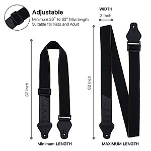 tifanso Guitar Strap, Soft Cotton Straps With 3 Pick Holders, Strap Button Headstock Adaptor, 1 Pair Locks and 3 Picks Set For electric/Acoustic Guitar