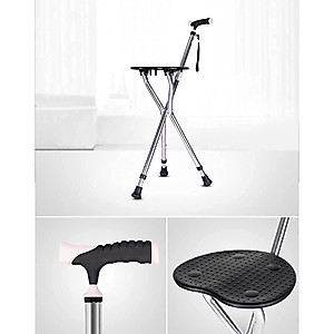 Crutches for Adults Crutches Multifunctional Seat Crutch Aluminum Alloy Walking Stick Folding Three-Legged Stool Elderly Non-Slip Stick Rocking Chair
