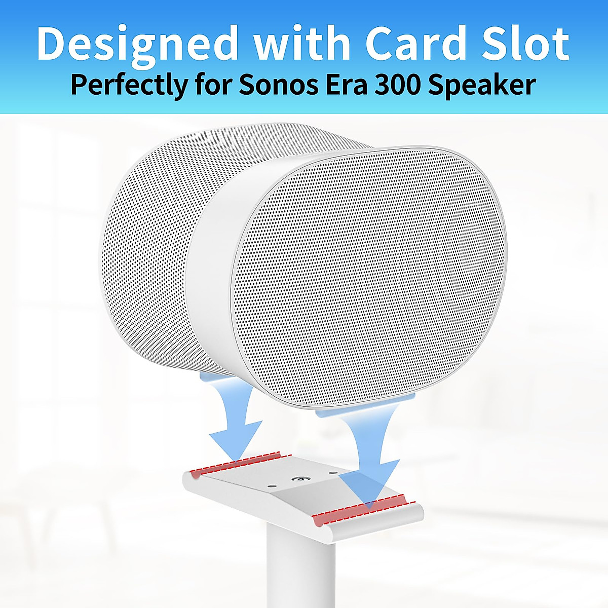 Heavy-Duty Speaker Stand for Sonos Era 300 Stand with Cable Management Floor Speaker Stands for Sonos Era 300 Speaker Stand for Easy and Secure Mounting, White