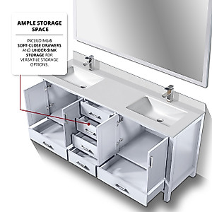 Bell+Modern Big Sur 72 in. W x 22 in. D White Double Bath Vanity and White Quartz Top