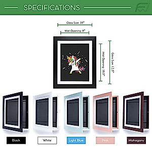 FrameWorks 10” x 12.5” White Wooden Kid Art Frame with Gallery Style Edges, Tempered Glass, and Elastic Straps 2-Pack